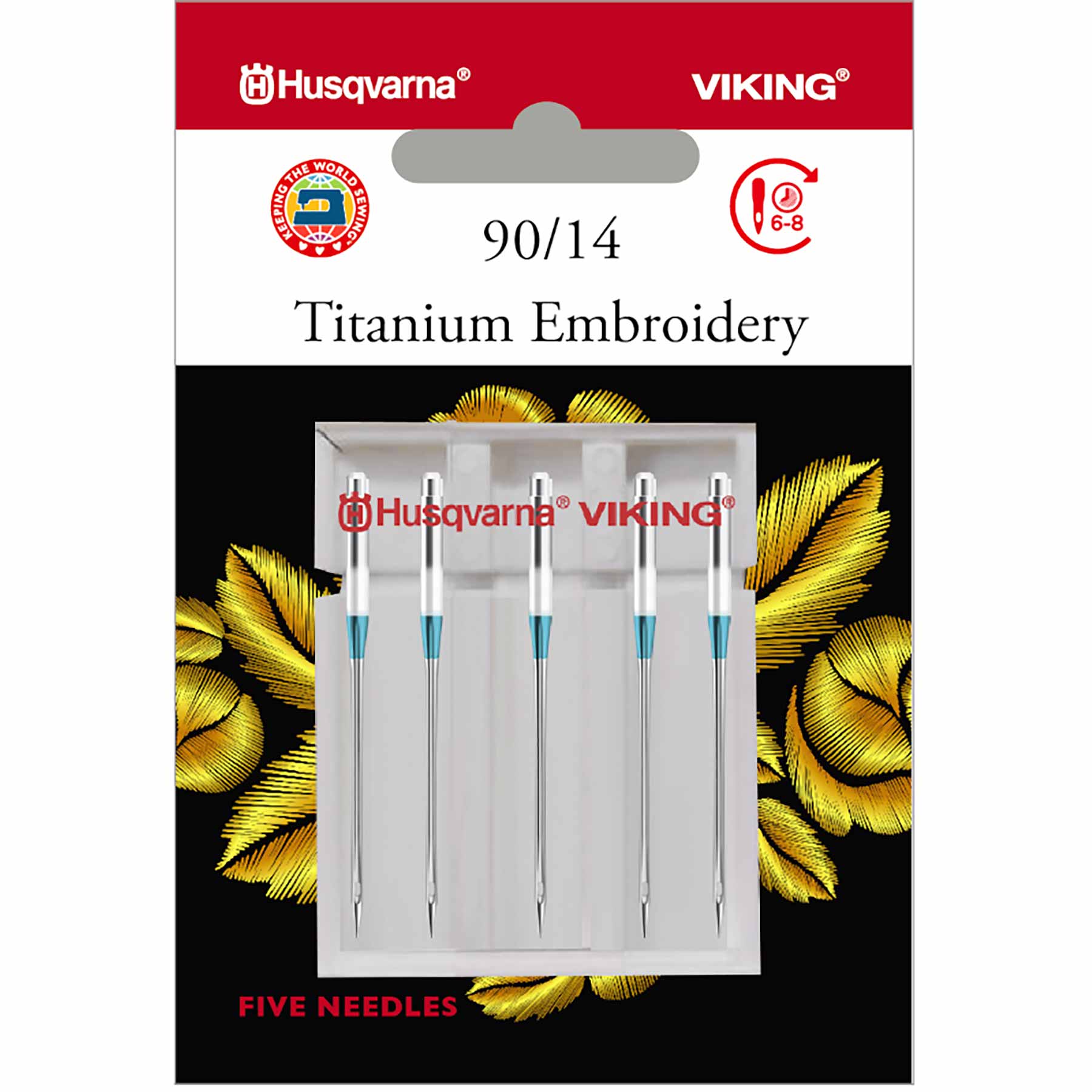 Husqvarna® Viking® Titanium Embroidery Needles Size 90/14 5-Pack ...