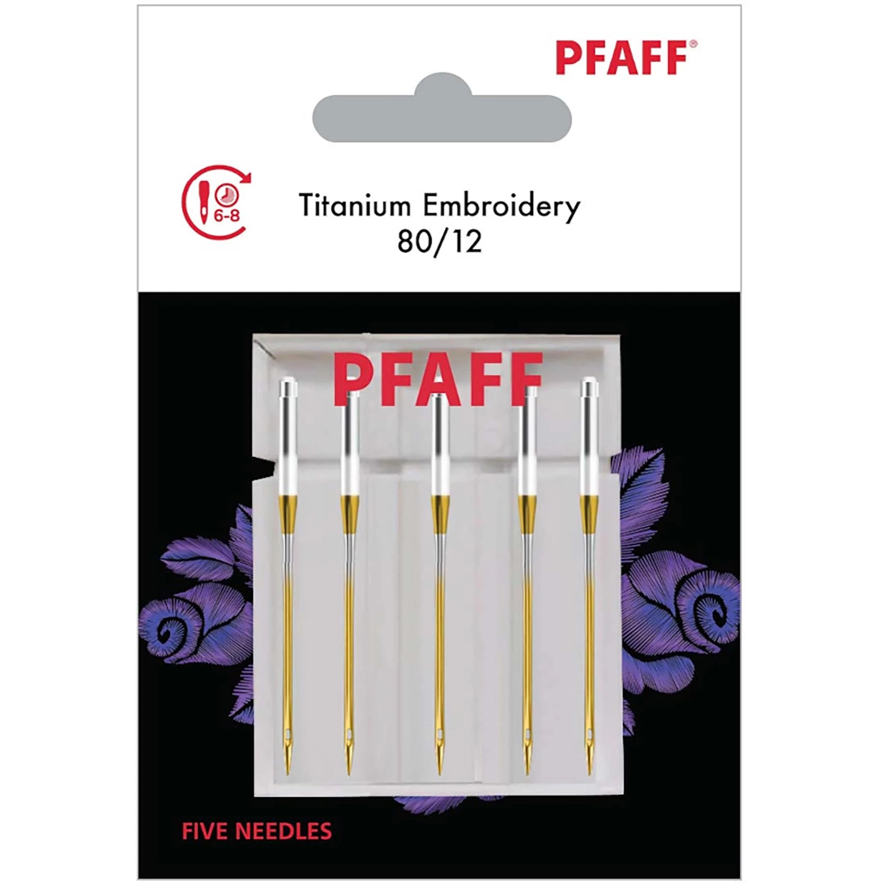 PFAFF® Titanium Embroidery Needles Size 80/12 5-Pack | PFAFF®